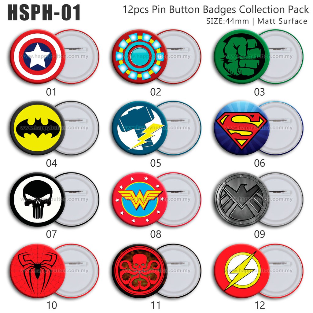 Button Badge - SUPERHERO LOGO (Collection) | Shopee Malaysia