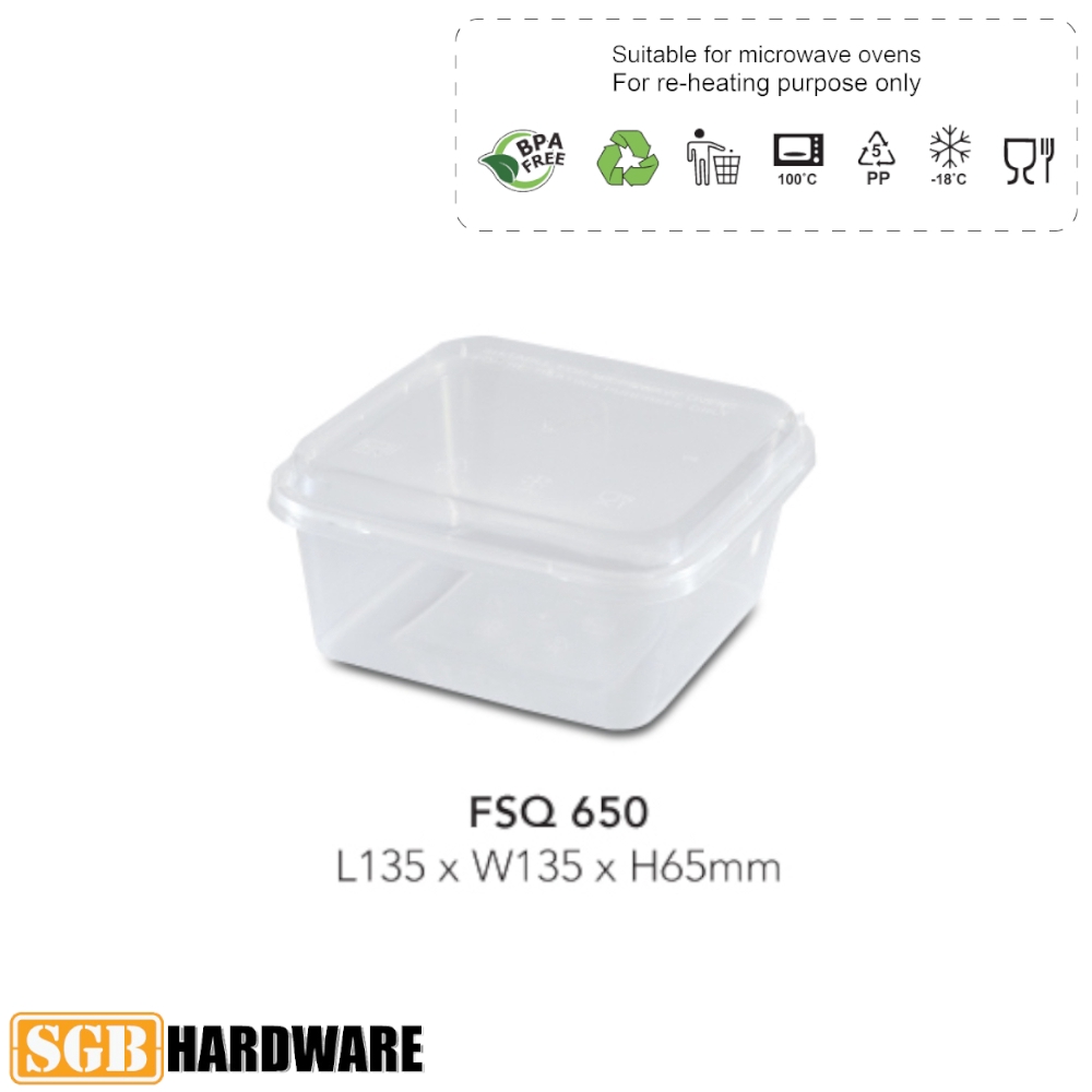 Felton Disposable Microwave Square Food Container FSQ 650 (650mL x 50 ...