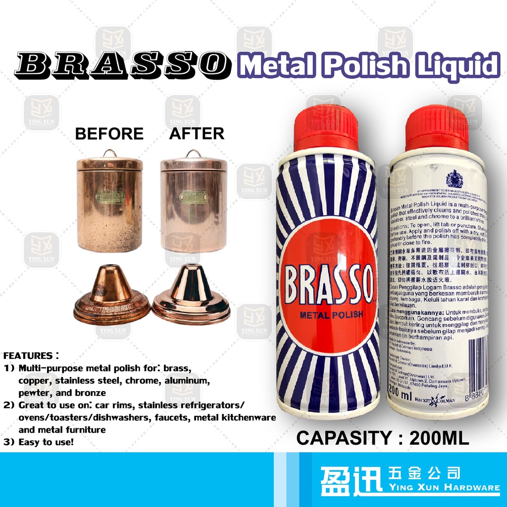 [100% ORIGINAL] Brasso Metal Brass Copper Polisher 200ml | Shopee Malaysia