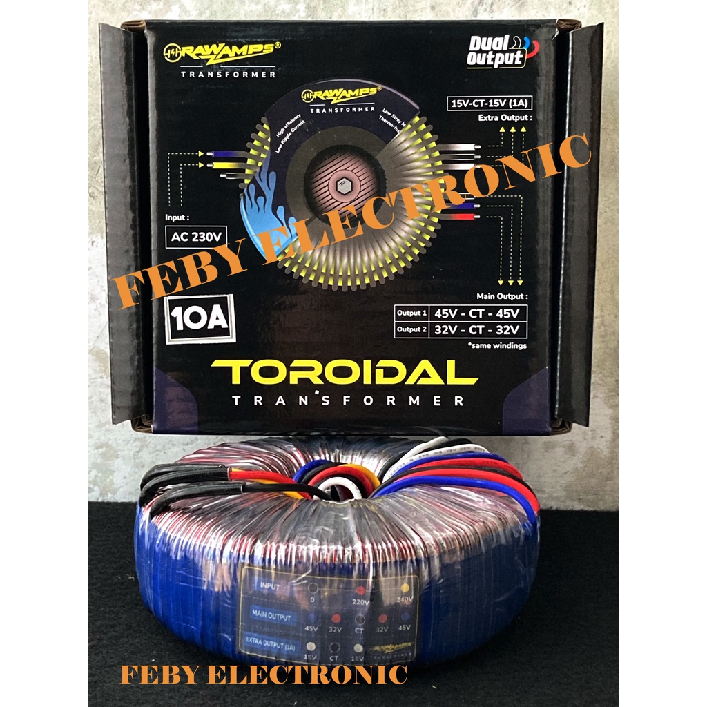 Donut Transformer 10A 45V 32V CT RAW AMPS TOROID TRAVO 10A 45 32V BELL ...