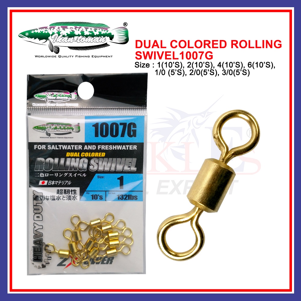[5-10PCS/pkt] Ikan Toman Rolling Swivel 1007G Fishing Barrel Saltwater ...