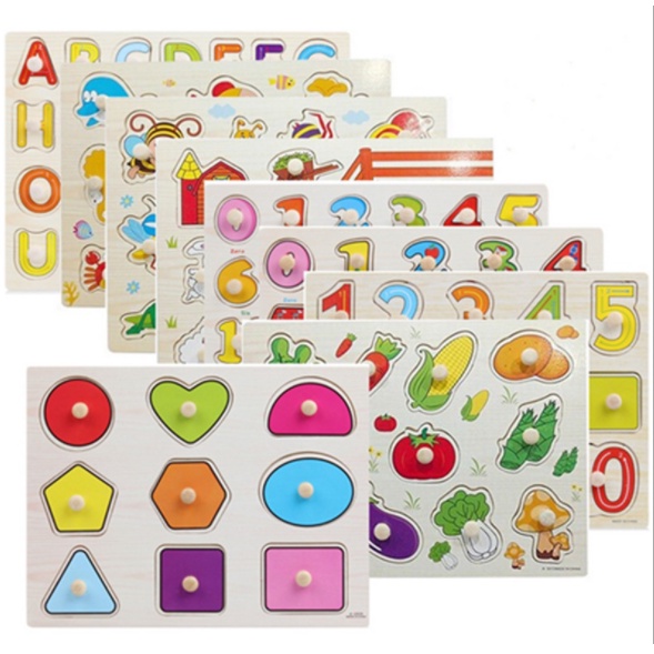 Wooden knob board toy 20x30 cm, choose the theme, genuine puzzle board ...