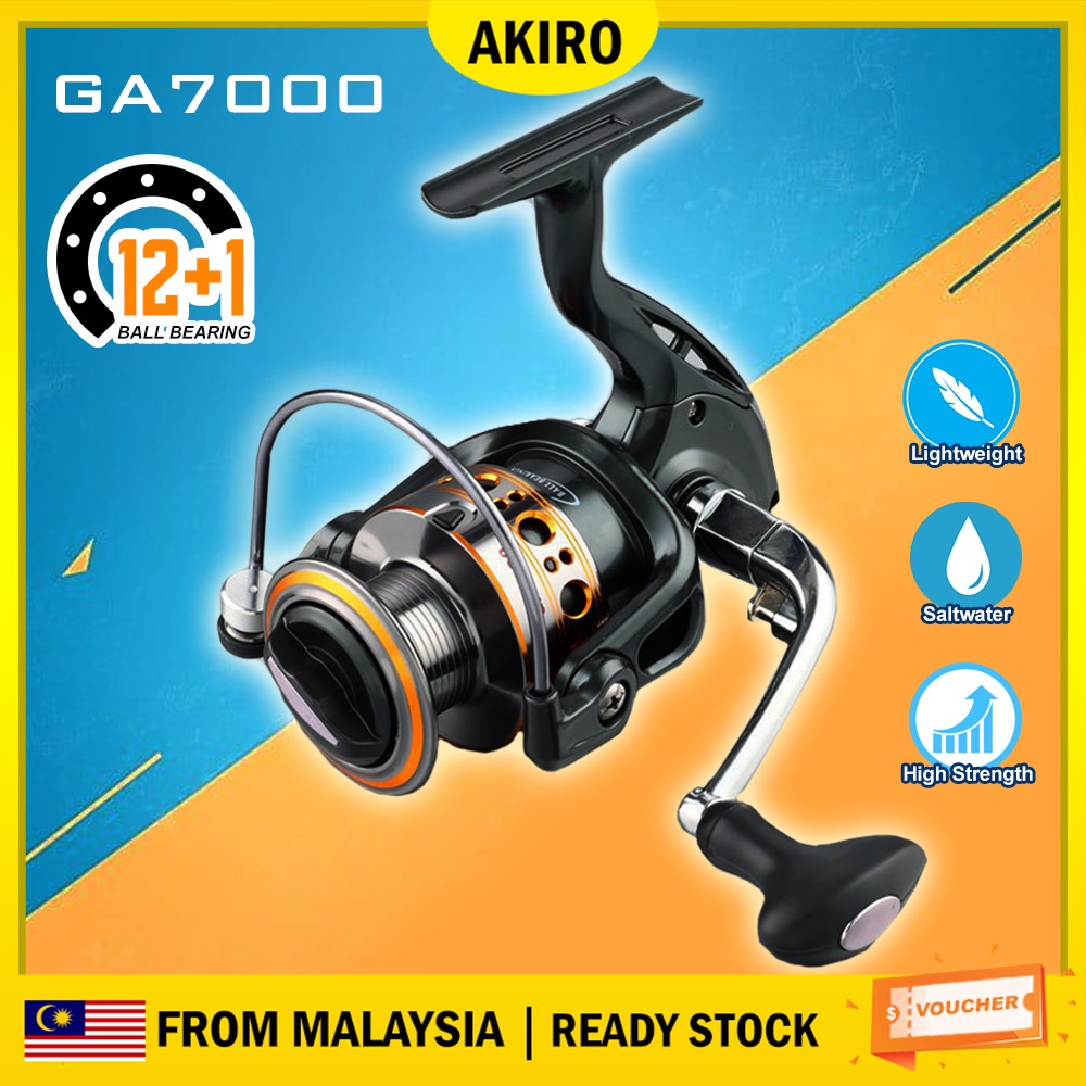 AKIRO CLEAR STOCK Aluminum Spool Fishdrops GA7000 12+1BB Bearing ...