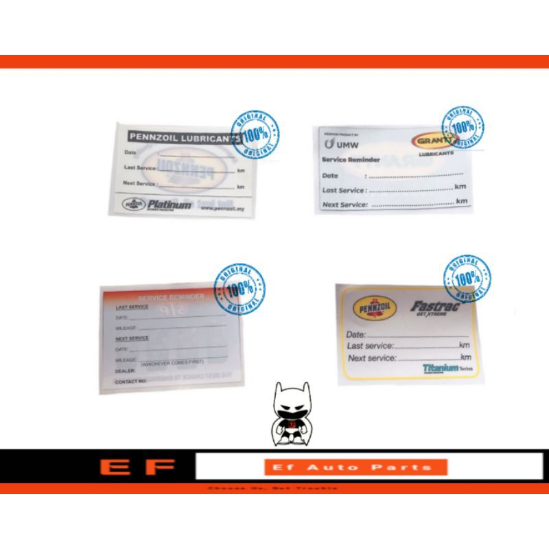 Original Mileage Sticker PENZZOIL GRANTT LUCAS STP Car Engine Oil Spark ...