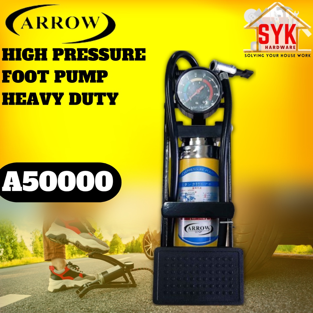 SYK Arrow A50000 High Pressure Foot Pump Bicycle Car Mini Air Pump Pam ...