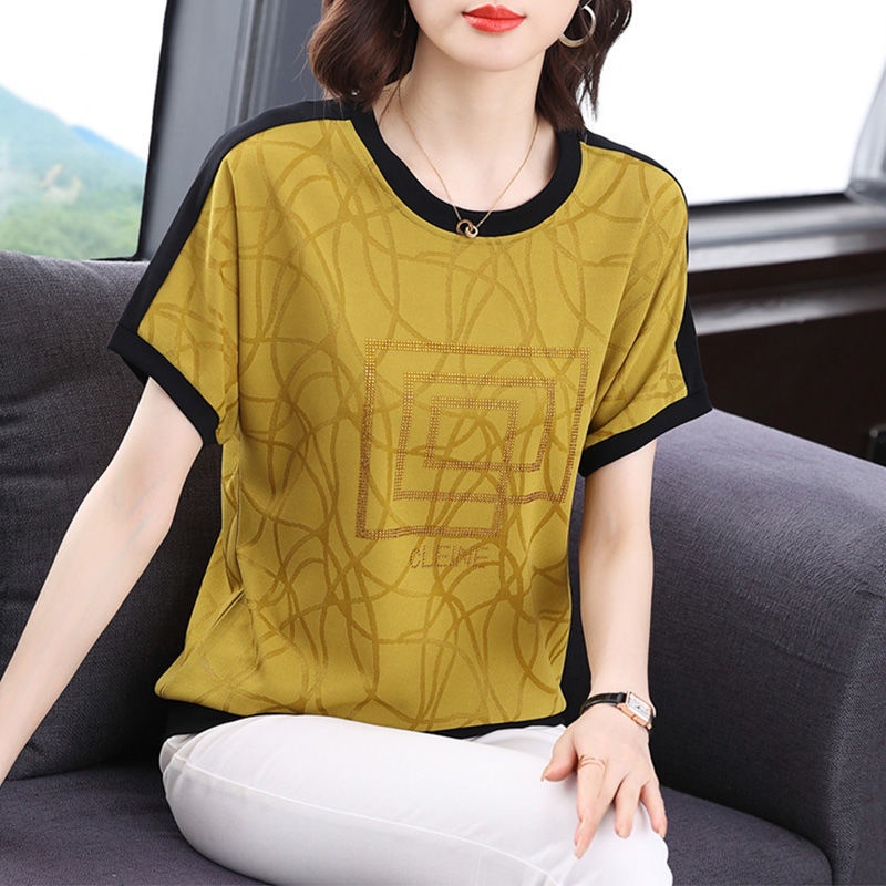 Upper Garment To Loose Fat Mm Big Yards On Clothes短袖t恤女装2022妈妈洋气体桖衫大码宽松胖mm女士上衣服 Shopee Malaysia