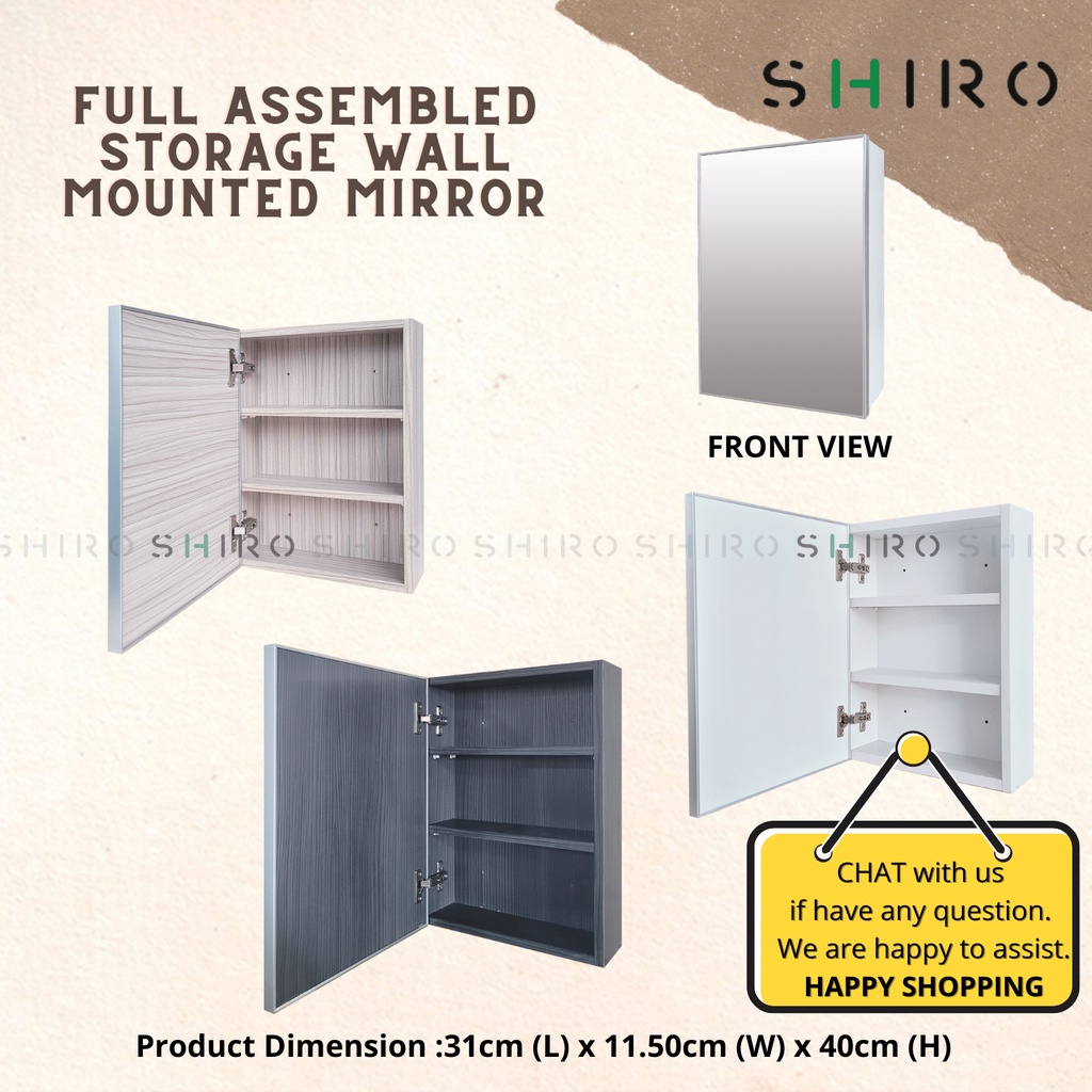 Bathroom mirror wall Bilik Mandi Cermin Vanity Mirror with Storage Rack ...