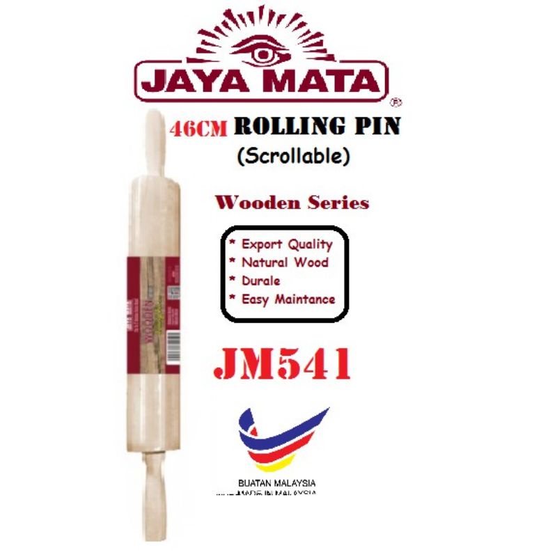 JAYA MATA 46cm Rolling Pin Scrollable Pin Penggelek JM541 / wooden ...
