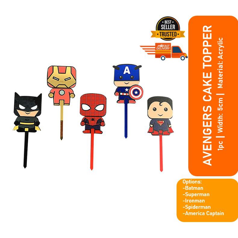 Acrylic Avengers Cake Topper Birthday Decoration Stand Topper Premium ...