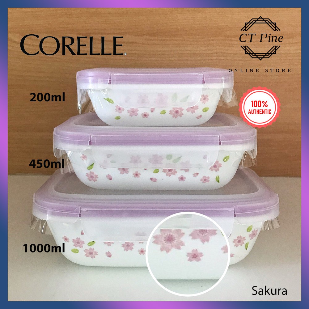 Corelle Snapware 6pc Set with Lids [Sakura] /// Glass Container ...