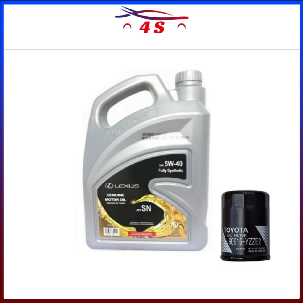LEXUS 5W-40 Fully Synthetic Engine Oil With Toyota E2 Oil Filter (4L ...