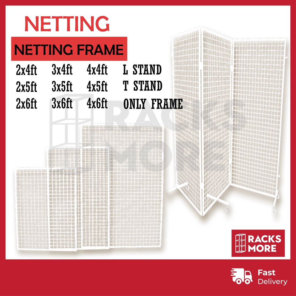 RACKSMORE [High Quality] Netting Frame Display Rack Retail Rack White ...