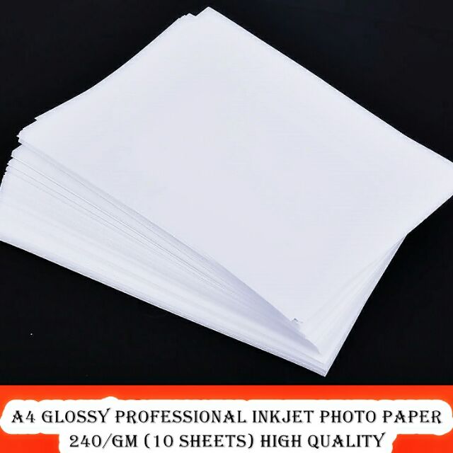 A4 Waterproof Glossy Professional Inkjet Photo Paper 210g/m (10 Sheets ...