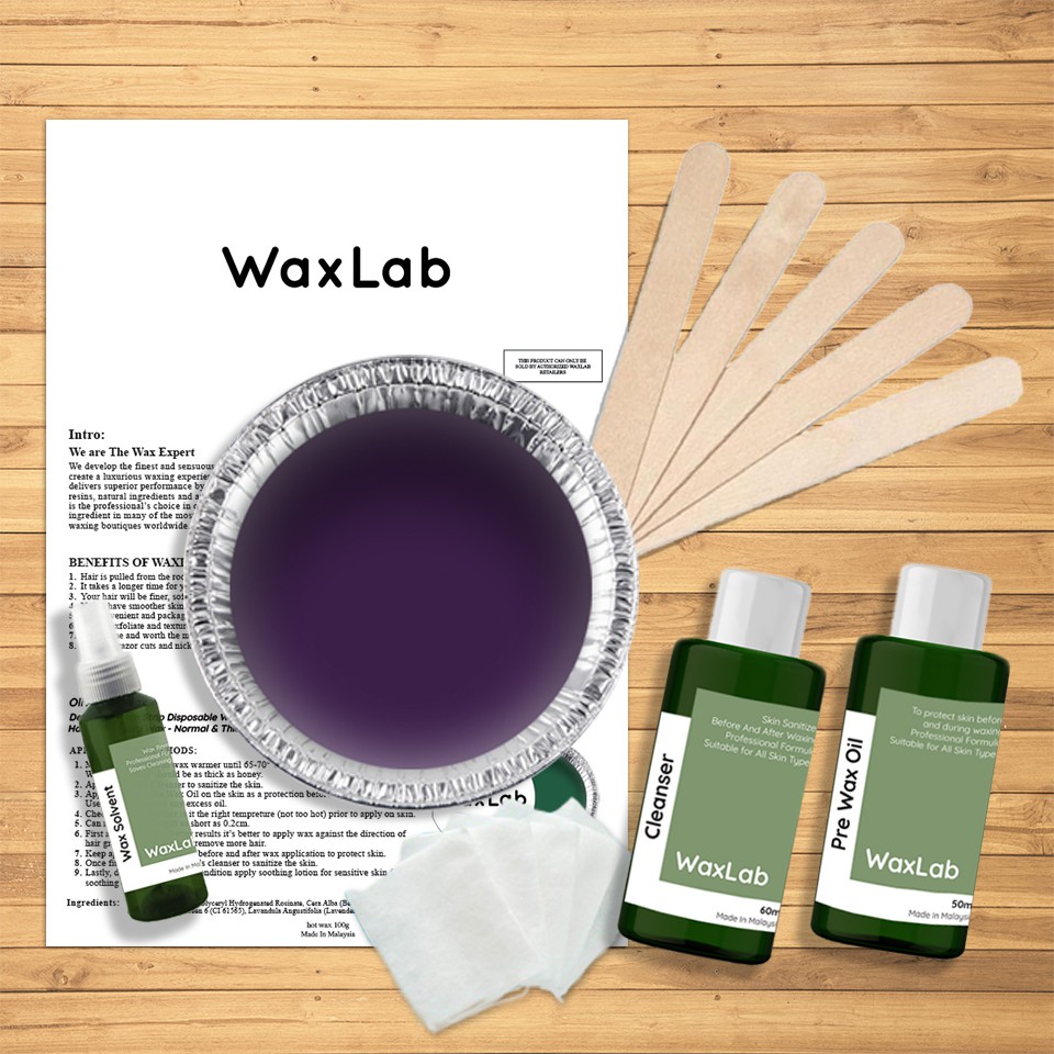 WaxLab DIY Lavender Hard Wax 100g FULL SET (Waxing Home Kit) | Shopee Malaysia