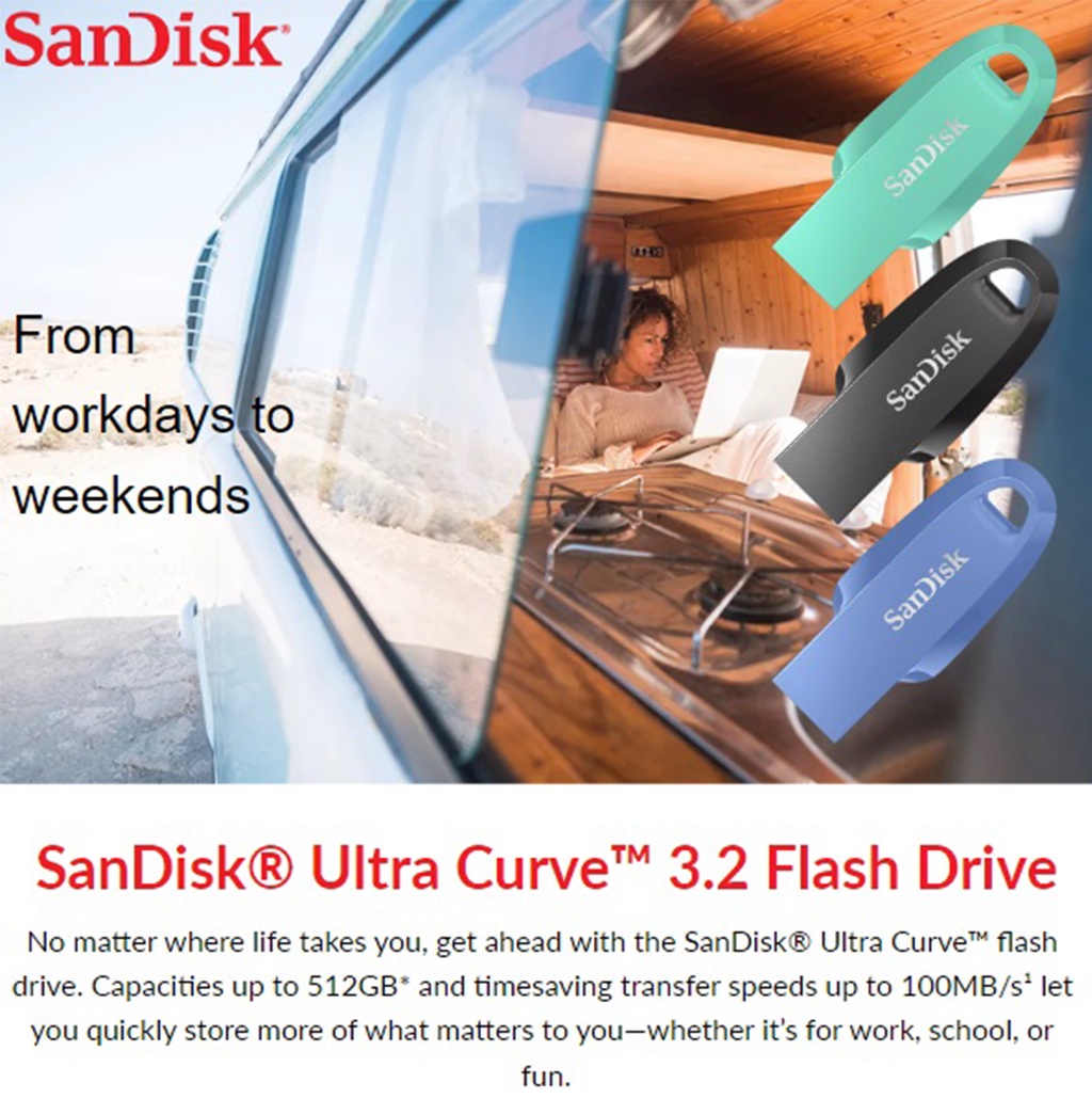 SanDisk® Ultra Curve 3.2 Flash Drive (512GB) | Shopee Malaysia