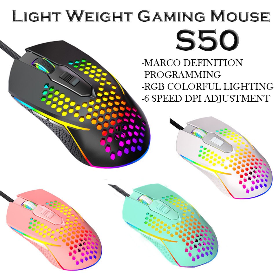 LEAVEN Light Weight Rgb Gaming Mouse S50 Pc Mouse Computer Mouse ...