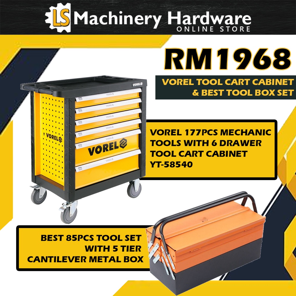 VOREL 177pcs Tool Cart Cabinet & BEST 85pcs Tool Box Set | Shopee Malaysia