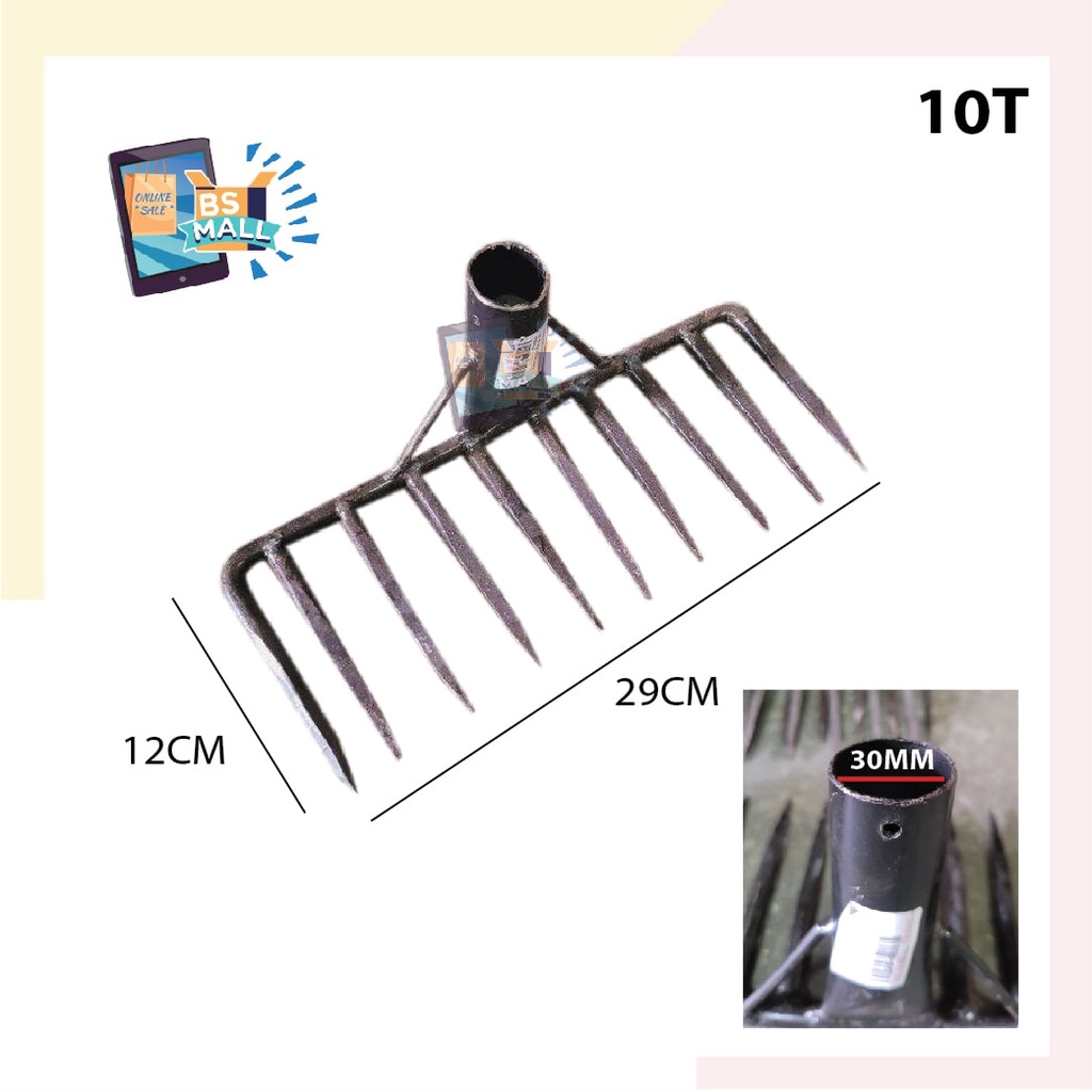 BS MALL Heavy Duty Extra Thick Black Garden Rake / Cakar Besi Tebal ...