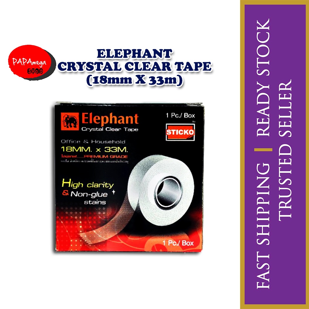 ELEPHANT CRYSTAL CLEAR TAPE (18MM X 33M) | Shopee Malaysia