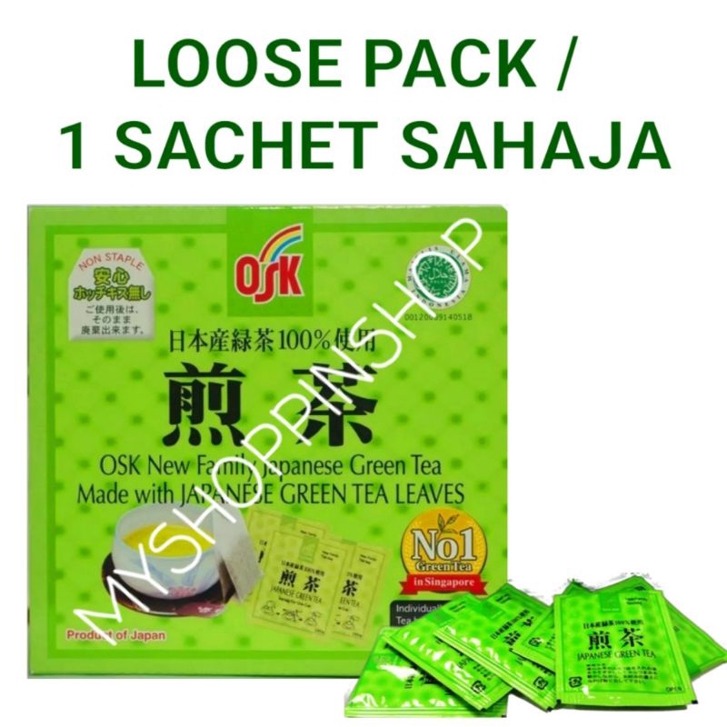 OSK NEW FAMILY JAPANESE GREEN TEA 1 LOOSE PACK 1 TEA BAG 2GM | Shopee Malaysia