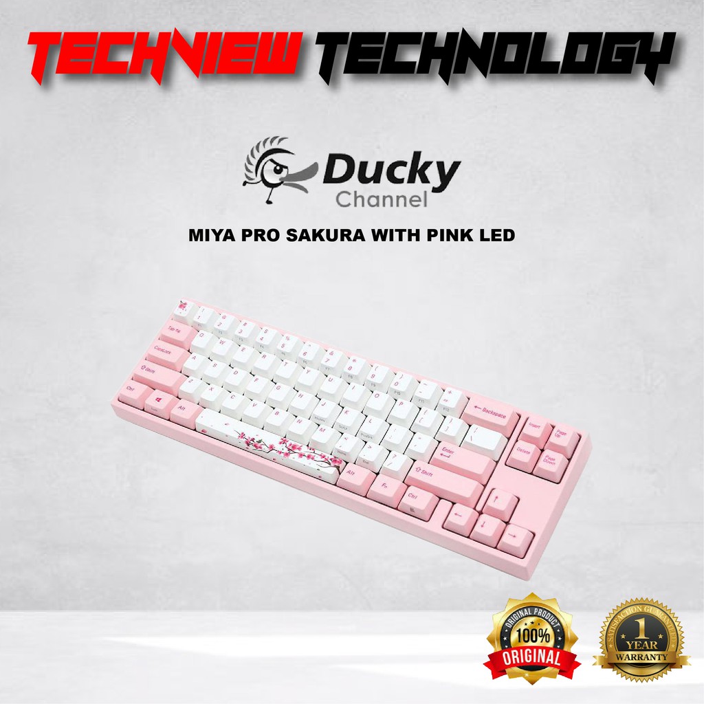 Ducky Miya Pro Sakura with Pink LED 65% Dye Sub PBT Mechanical Keyboard ...