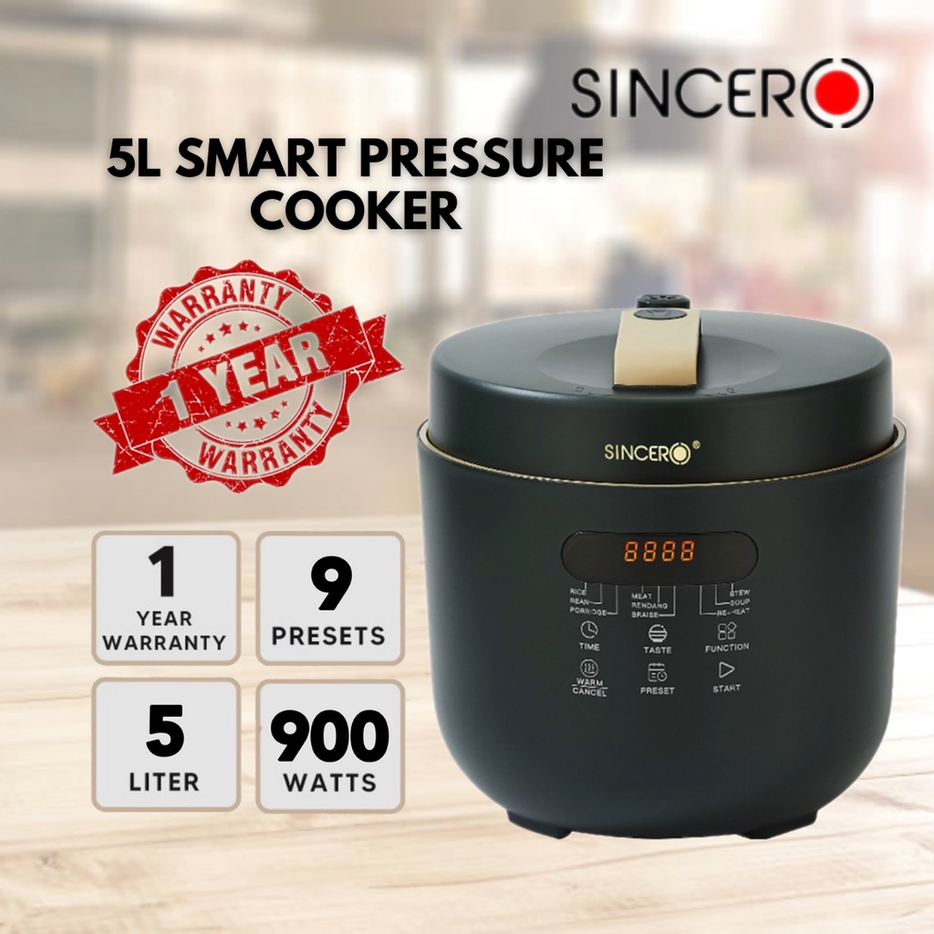 SINCERO 5L Smart Pressure Cooker Non Stick Inner Pot Smart Electric 9 function Cooker Electronic ...