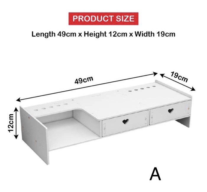 Multi-Function Deskop Monitor Computer Plastic Rack Stand With Drawer ...