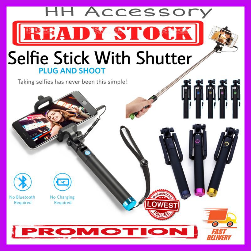 🔥Ready Stock 🔥Branded Selfie Stick With Shutter Button Control Selfie ...