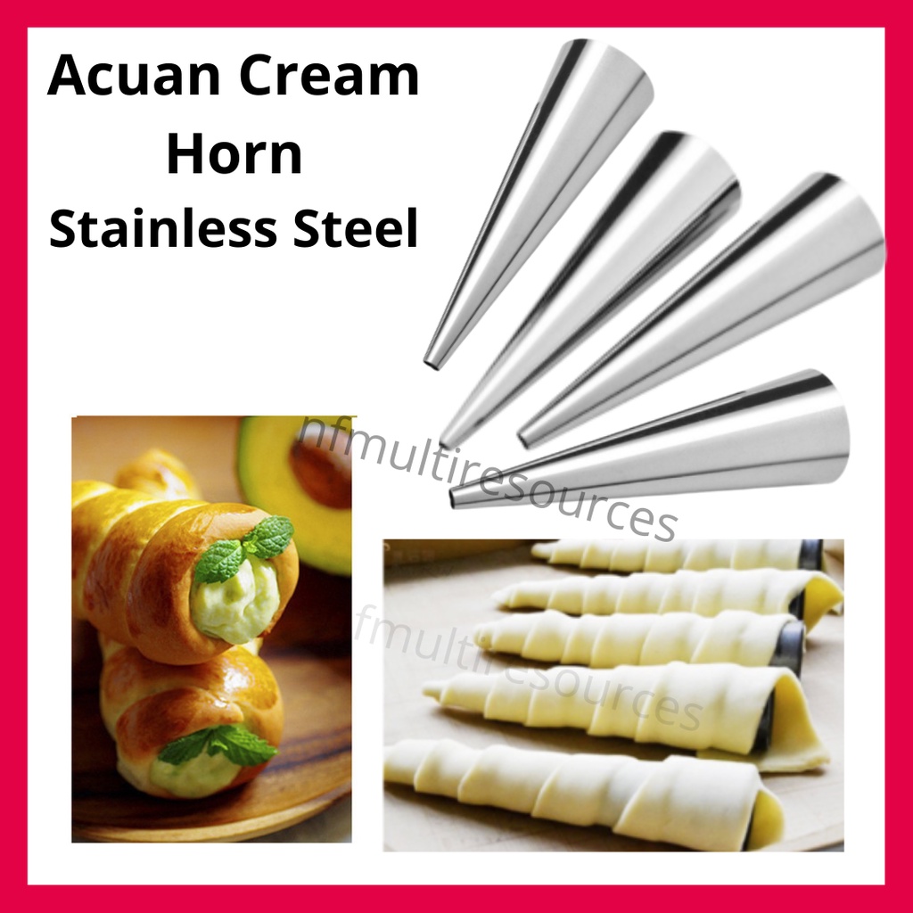 Acuan Cream Horn Pastry Stainless Steel Croissant Spiral Cone Cream ...