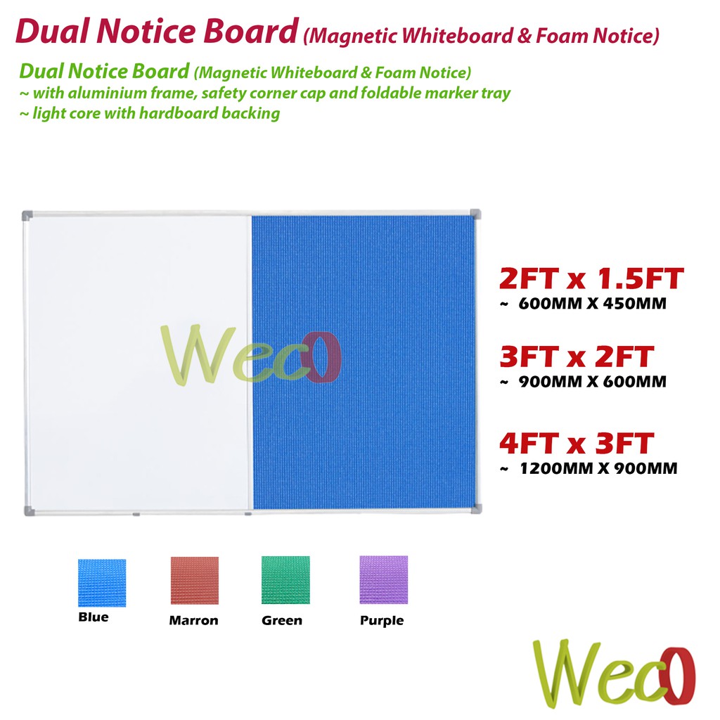 Dual Notice Board Whiteboard and Notice combination | Shopee Malaysia