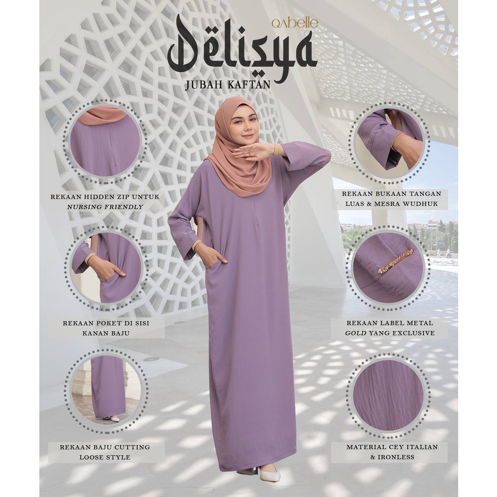 Delisya Kaftan Jubah Premium Ironless Ada Saiz Cutting Cantik Material ...