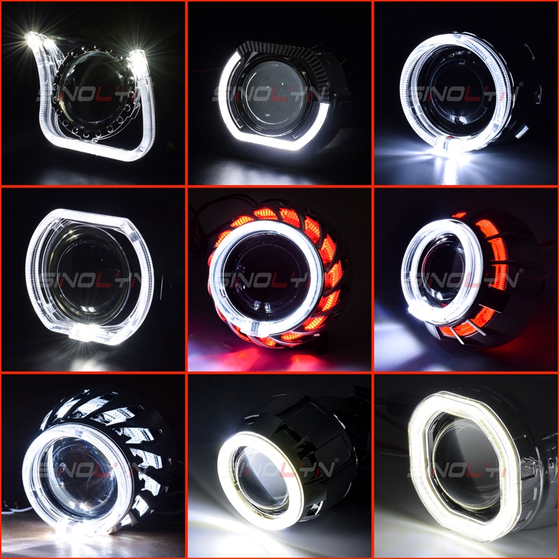 LED Angel Eyes Shrouds For 2.5'' H1 WST Bi-Xenon Projector Lens Mask ...