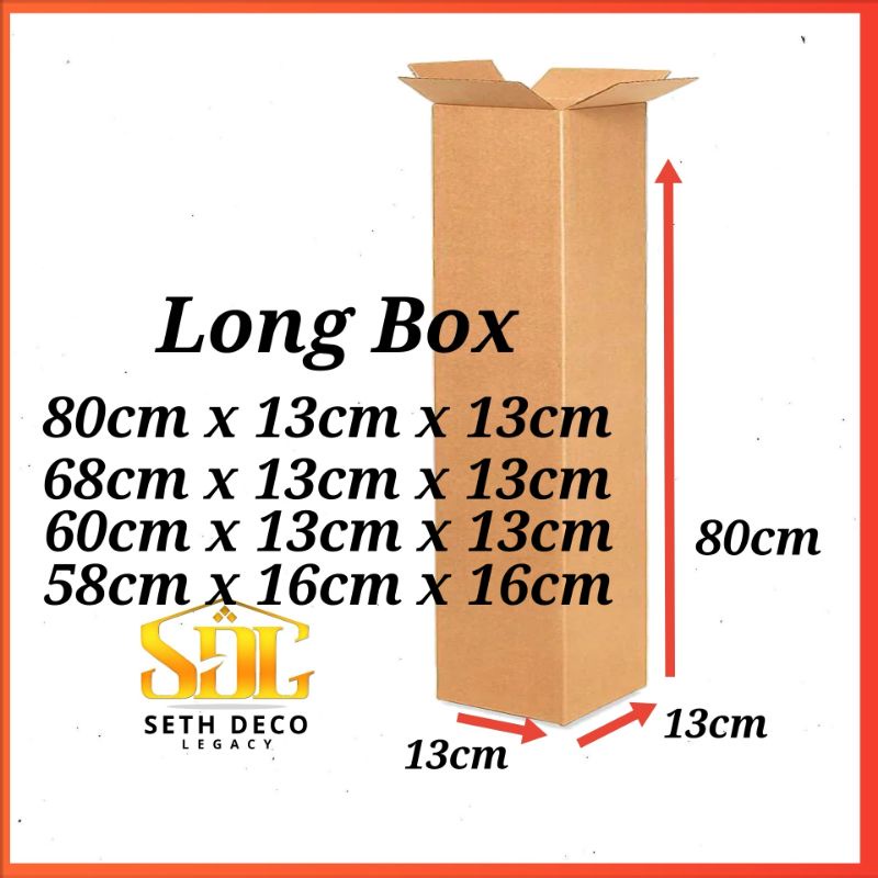 5pcs 60-80cm Long Box Kotak Panjang New Carton Box Big box | Shopee ...