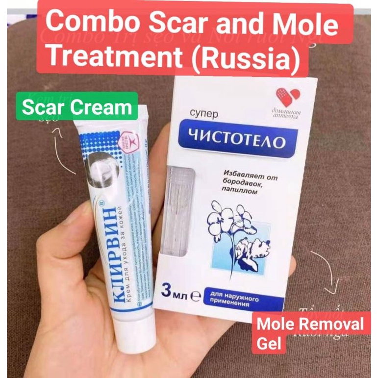 Combo Dvelinil Mole Removal Gel + Klirvin Scar Cream ( Russia) | Shopee ...