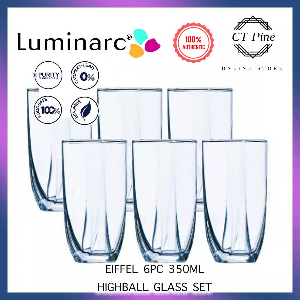 Q0168 Luminarc Eiffel 6pc HighBall Glass Set [350ML] // Square Tall ...
