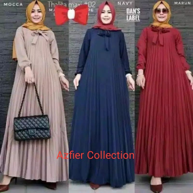 Gamis Plisket Neck Strap Gamis Tie Mayung Jumbo Women's Muslim Clothing ...