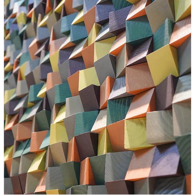 3D sycamore pine mosaic company background decoration puzzle wall brick ...