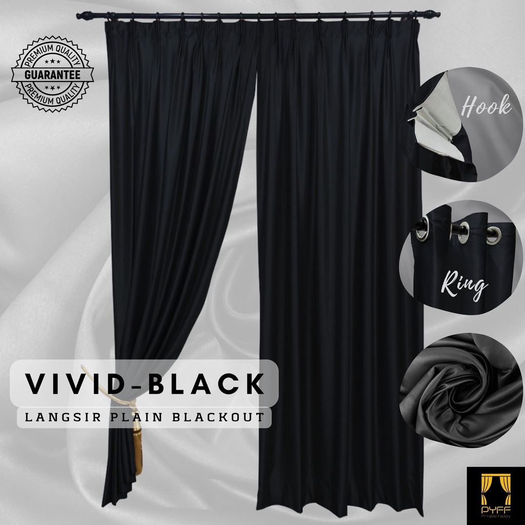 BLACK-READYMADE CURTAIN Sliding Door Room Window curtain Blackout ...