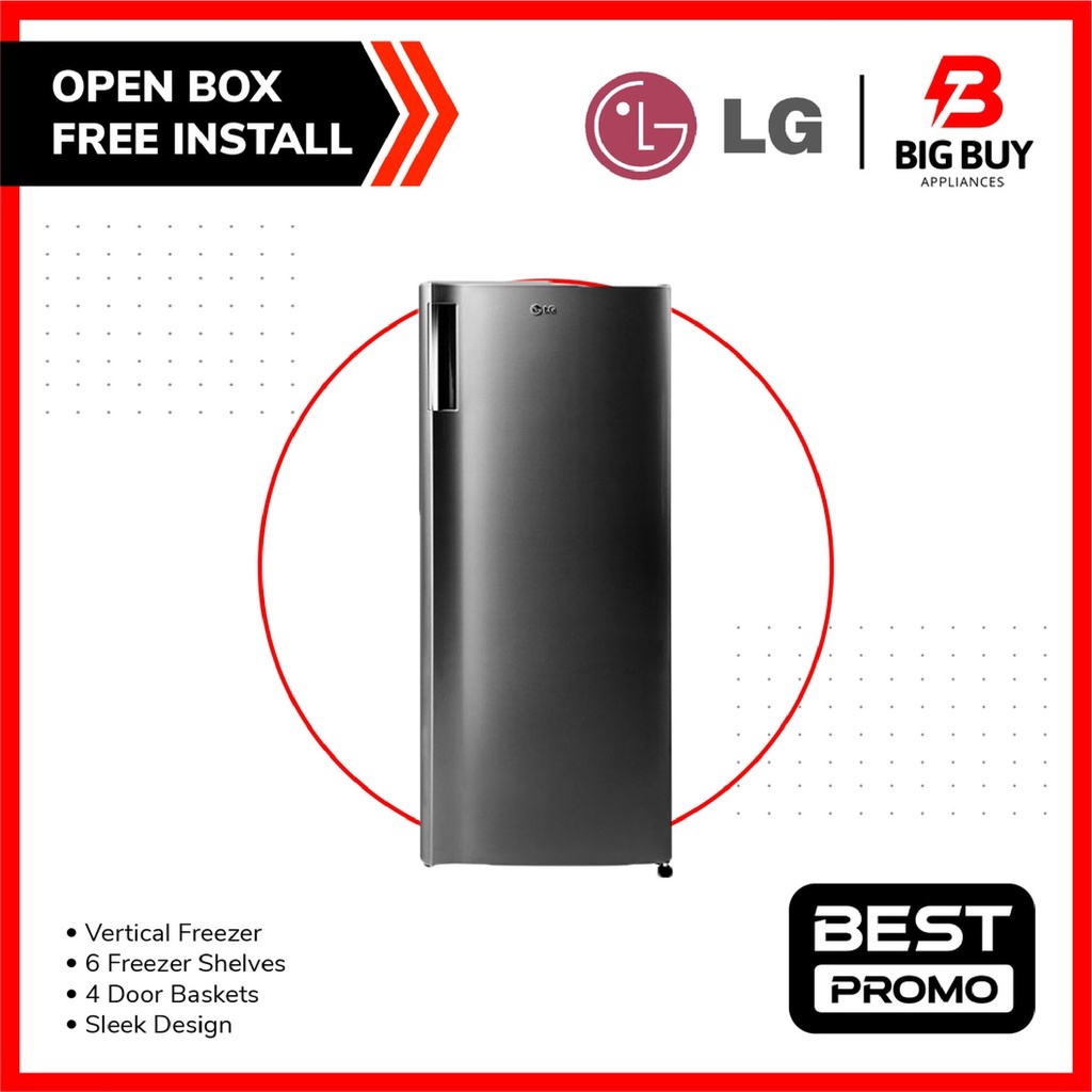LG 171L Vertical Freezer With Smart Inverter GN-304SLBT Black | Shopee ...