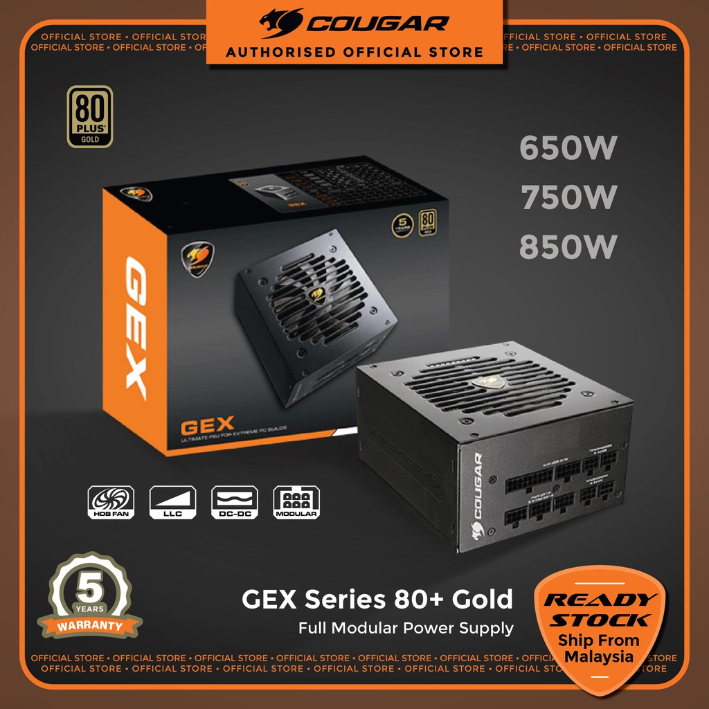 COUGAR GEX Series 80+ Gold Full Modular Power Supply 650W/750W/850W 5 Years Warranty | Shopee ...
