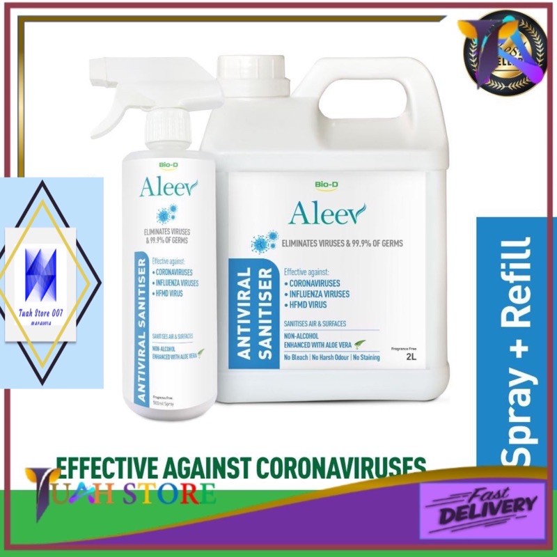 Bio-D Aleev Antiviral Sanitiser (2L) (Free 500ml Spray) | Shopee Malaysia