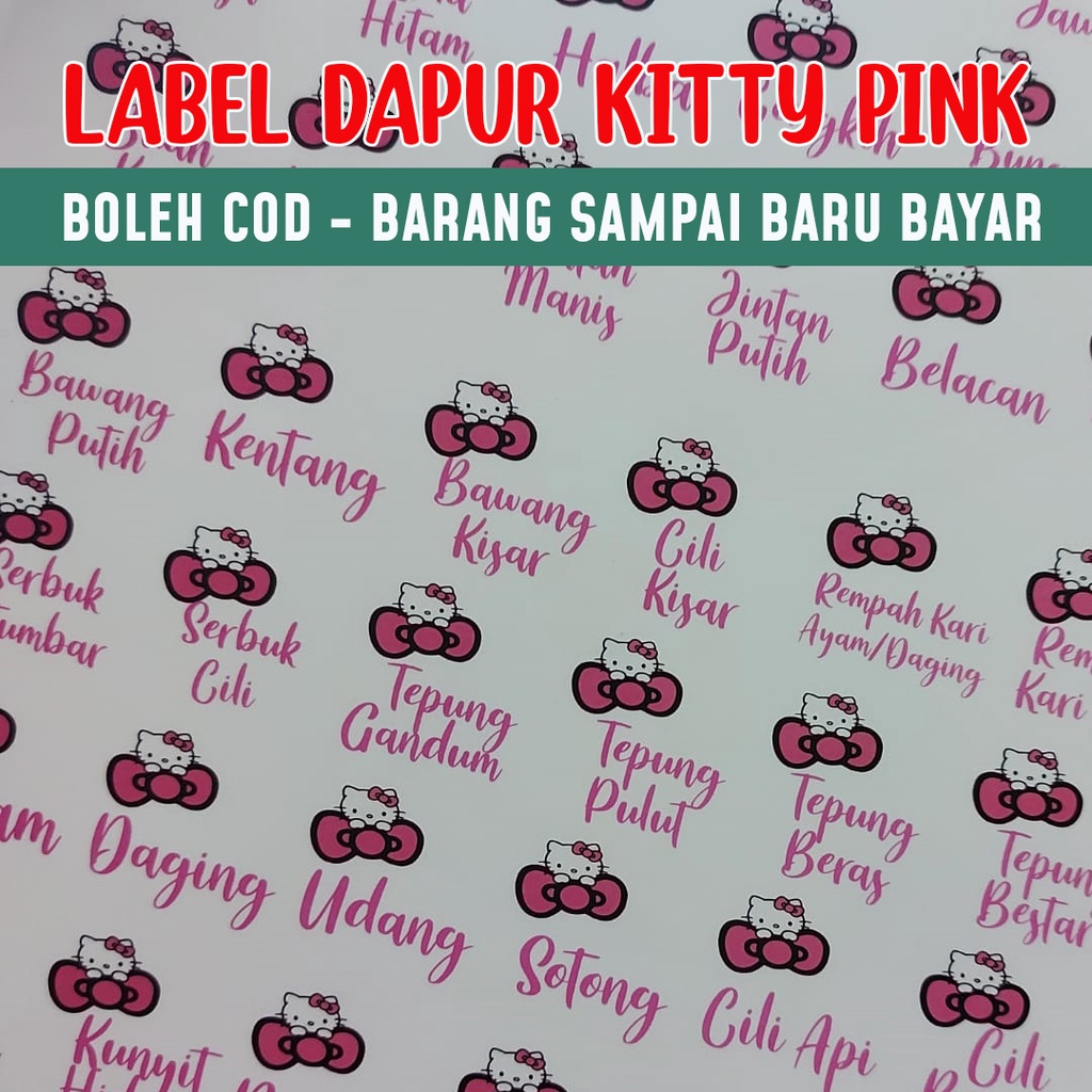 77pcs Label Dapur Hello Kitty Font Pink Saiz 4cm x 4cm Readymade ...
