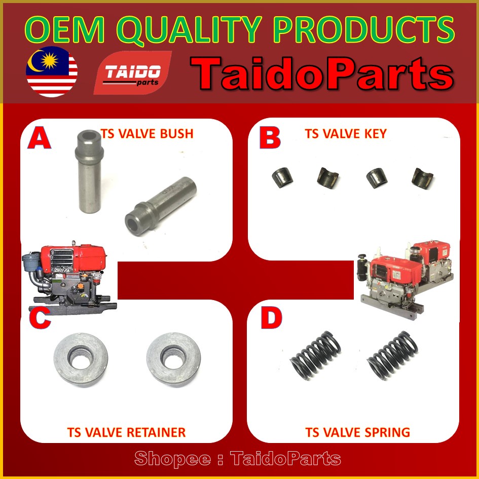 Yanmar TS50 TS70 TS105 TS155 TS180 valve bush valve key retainer spring ...