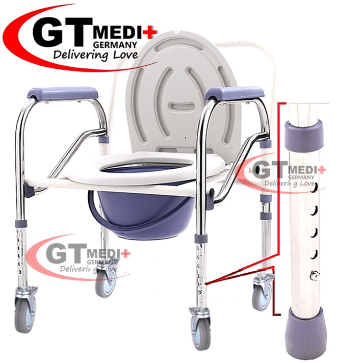 GT MEDIT GERMANY Aluminium Foldable Commode Wheel Chair Bath Shower ...