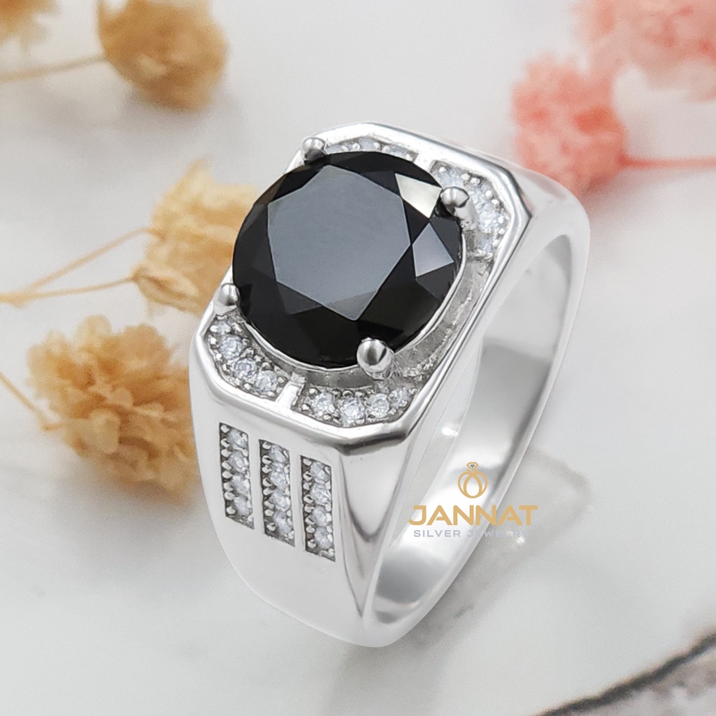 Bugatti Black 925 Genuine Sterling Silver Engagement Men Ring ( cincin ...