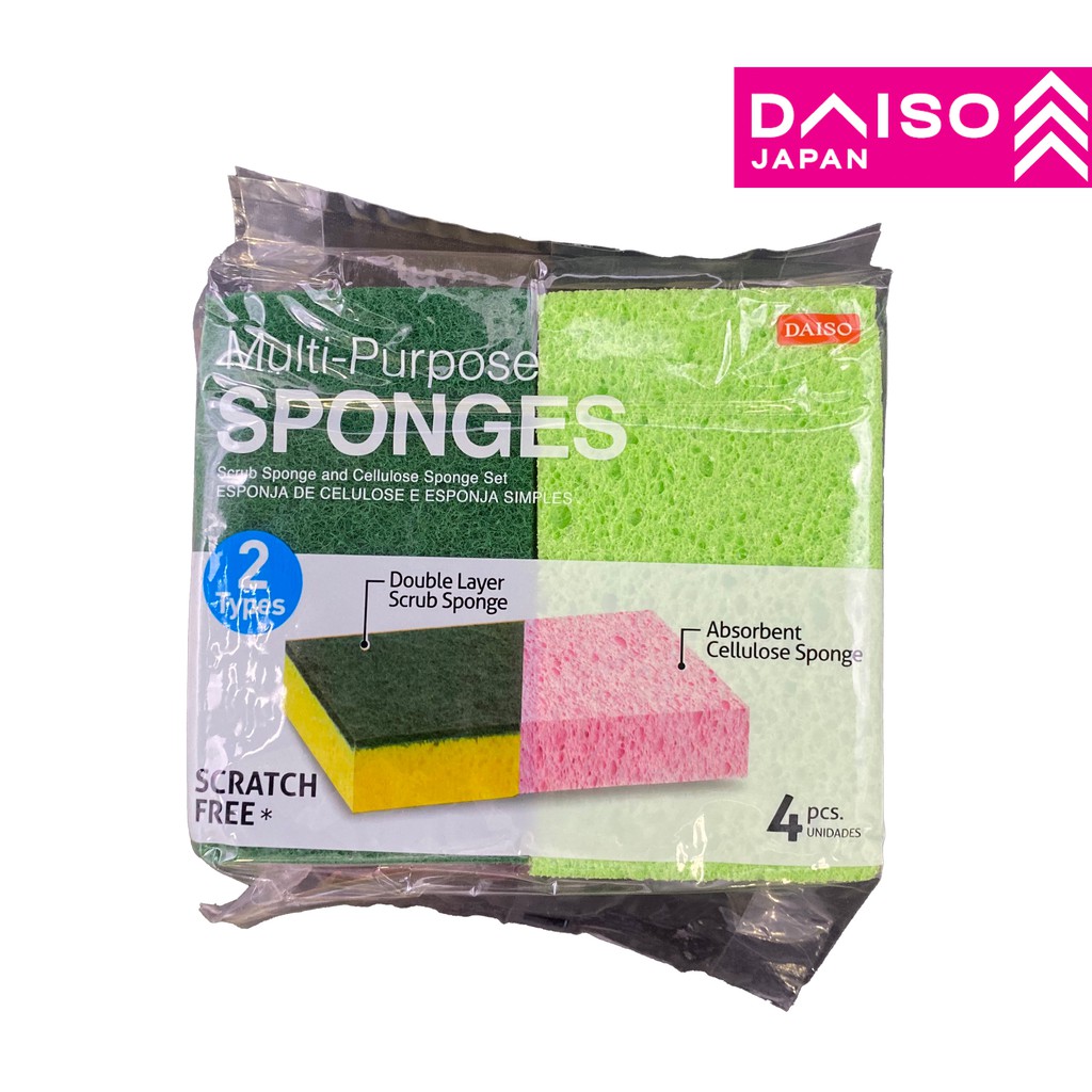Daiso Multi-Purpose Sponge Set 4 pcs | Shopee Malaysia