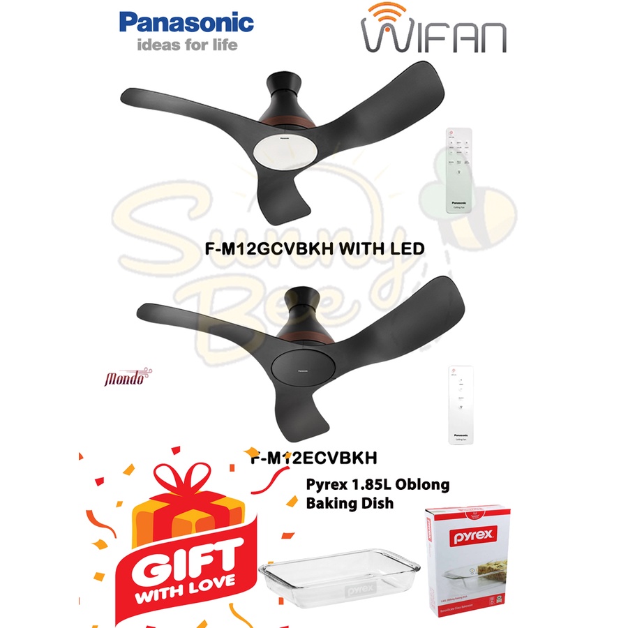Panasonic WIFAN Wifi 48 INCH 3-Blade LED DC Ceiling Fan F-M12ECVBKH F ...