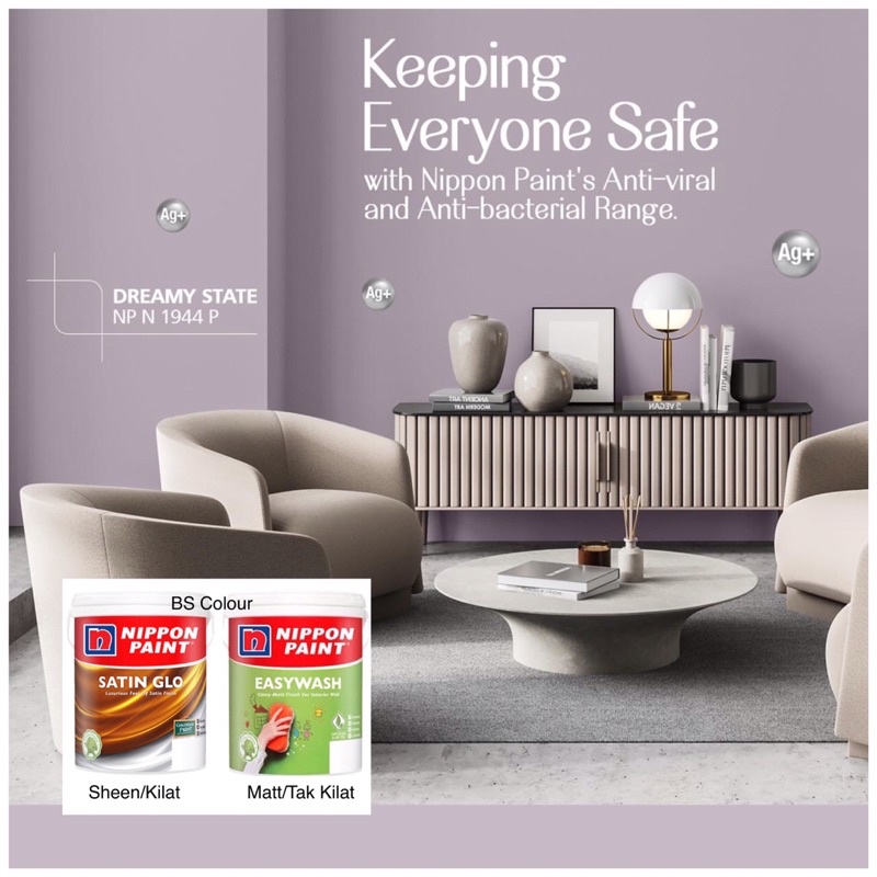 5L Nippon Paint Interior Satin Glo Sheen & Easy Wash Matt N 1944P ...