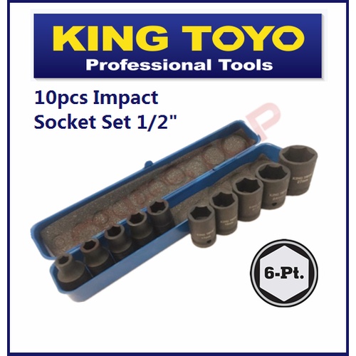 KING TOYO IMPACT BOX SOCKET SET 1/2”x10PCS HEAVY DUTY KTISS-10 / socket ...