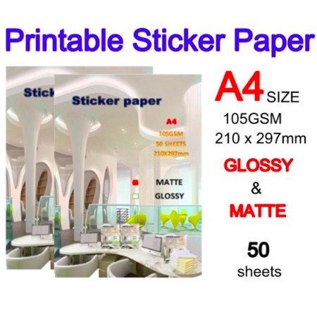 Printable Sticker Paper A4 Matte & Glossy 105gsm | Shopee Malaysia